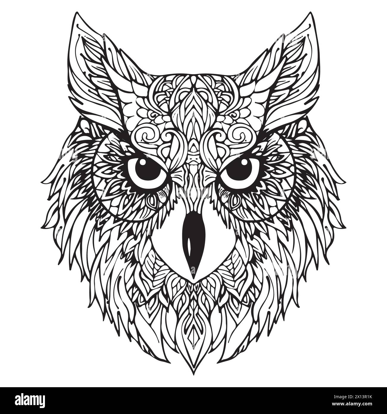 Mandala Coloring Page for Adults. Owl Head Zen Spiritual Relax ...