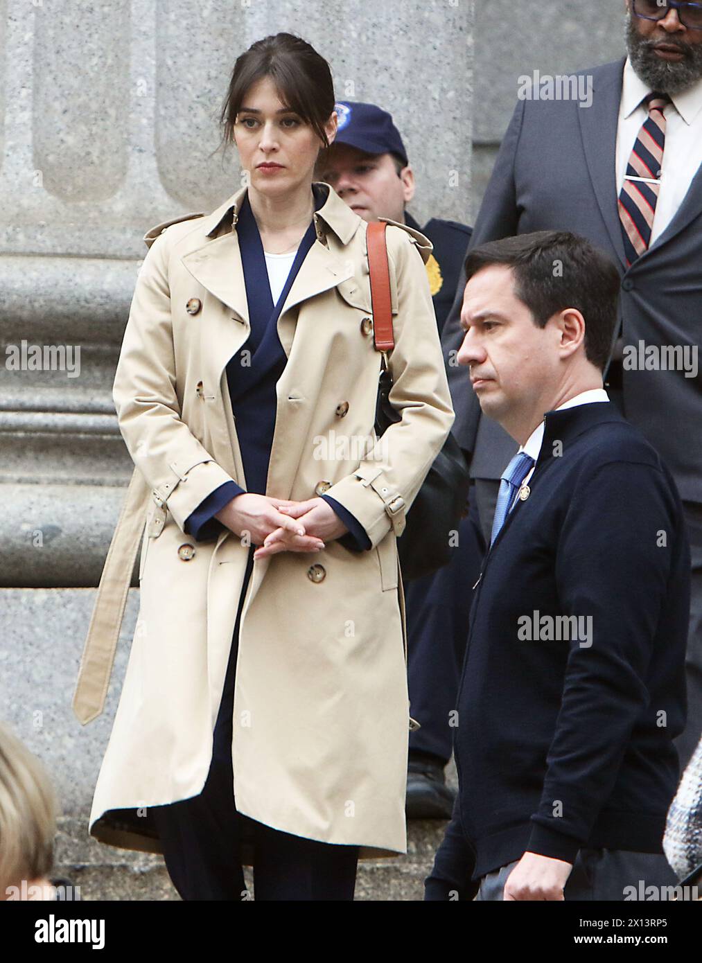 New York, USA. April 14, 2024 Lizzy Caplan filming on location for ...