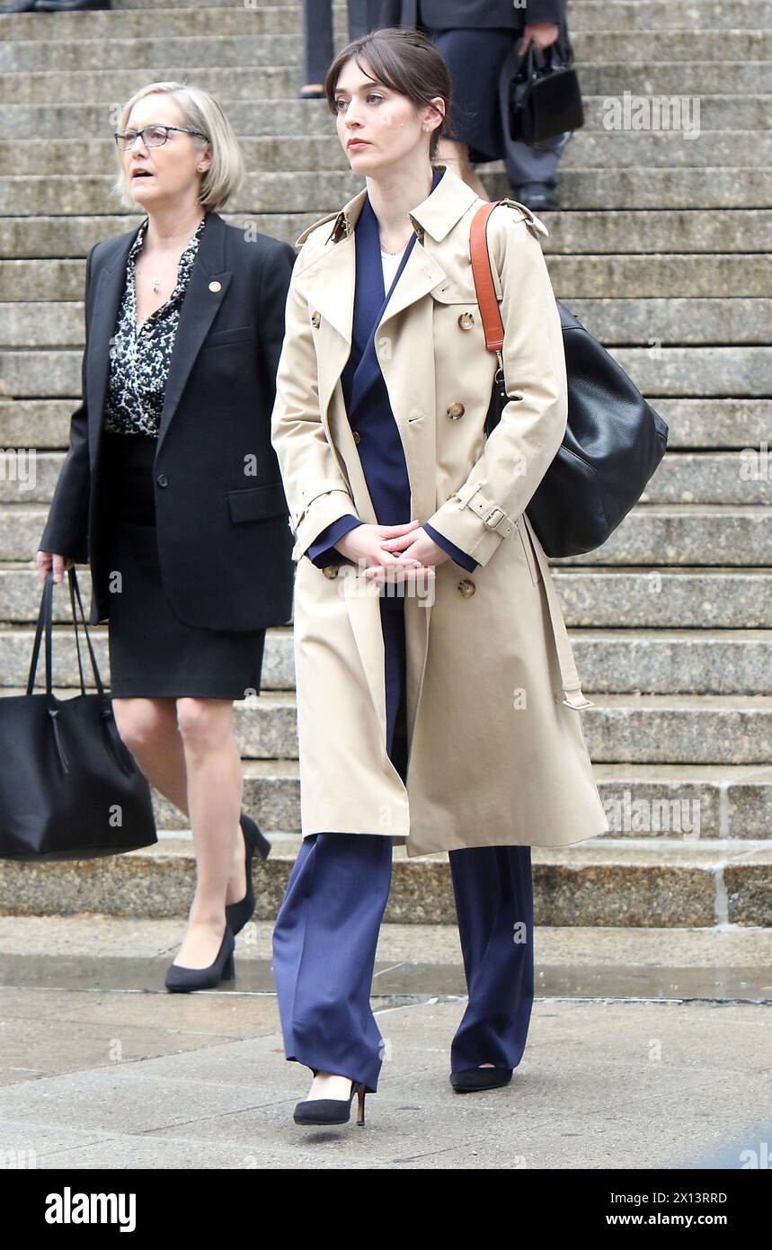 New York, USA. April 14, 2024 Lizzy Caplan filming on location for ...