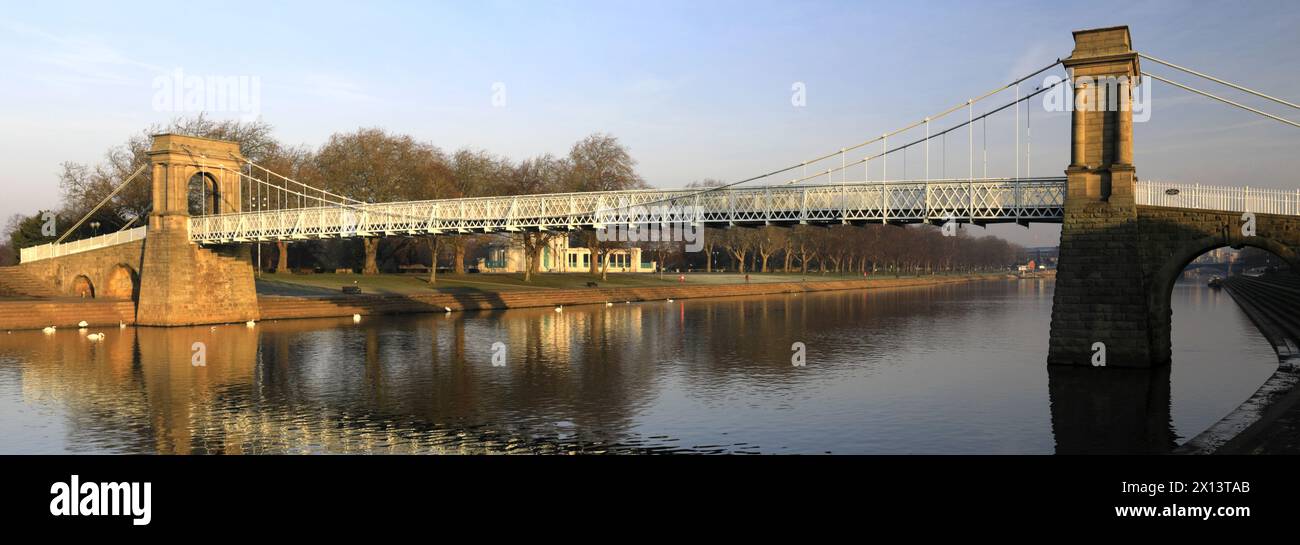 The Wilford Suspension Bridge over the river Trent, Nottingham city ...