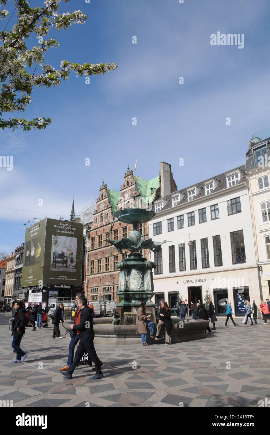 Copenhagen, Denmark /15 April 2024 / stroeget danish financial street ...