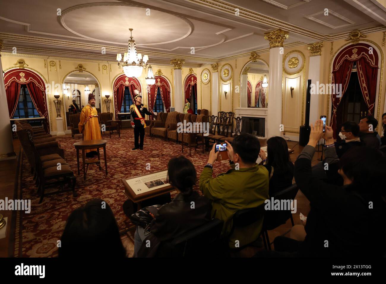 15th Apr, 2024. Nighttime at royal palace Actors perform as part of a ...
