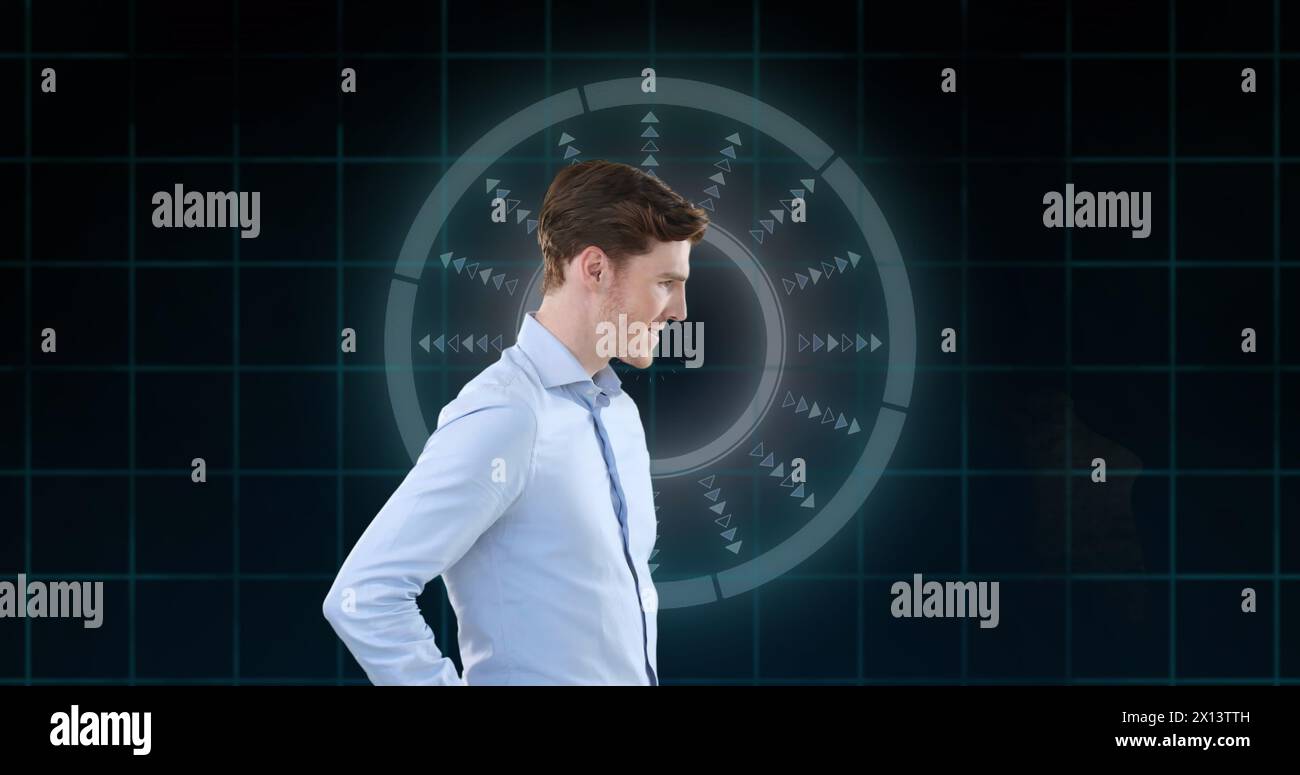 Image of scope scanning and data processing with 6g text over caucasian businessman Stock Photo ...
