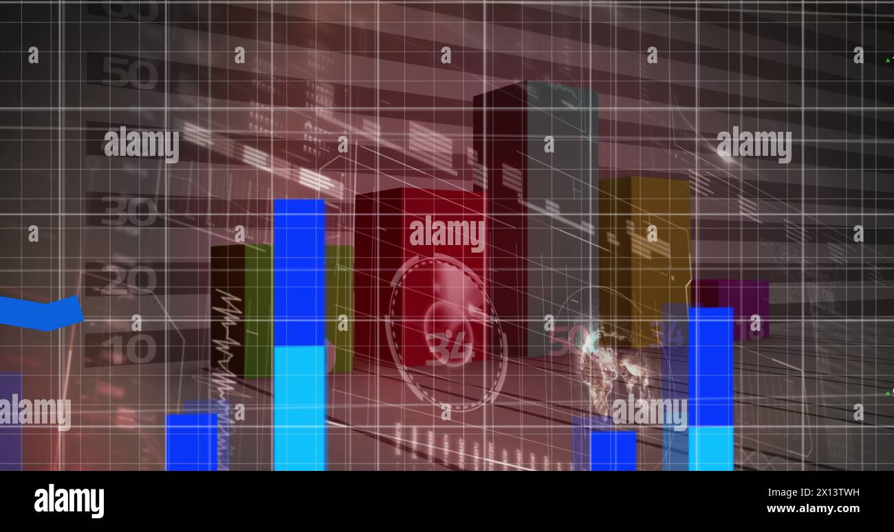 Image Of Statistical Data Processing Over World Map Against Grey