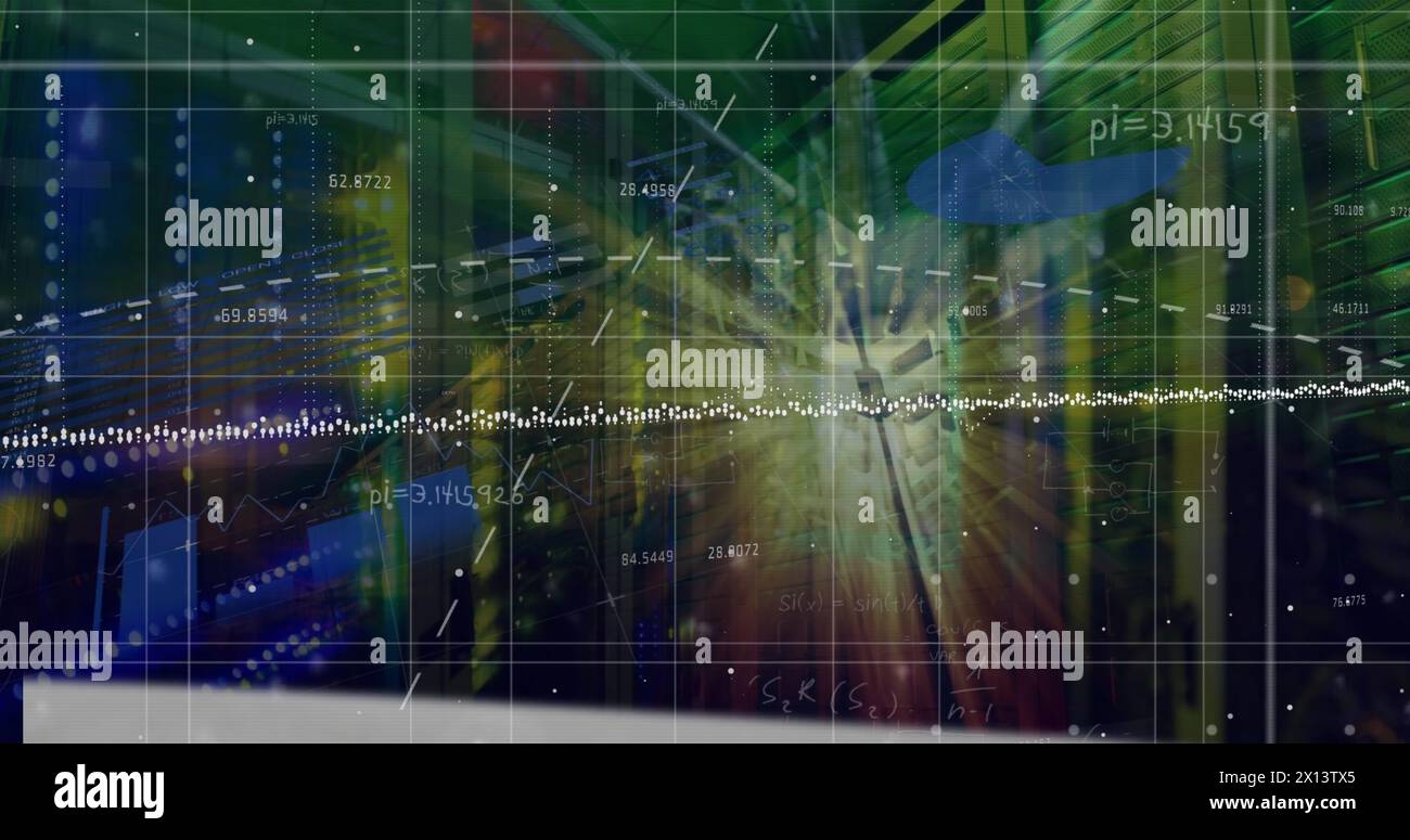 Image Of Statistical Data Processing And Light Spot Against Computer