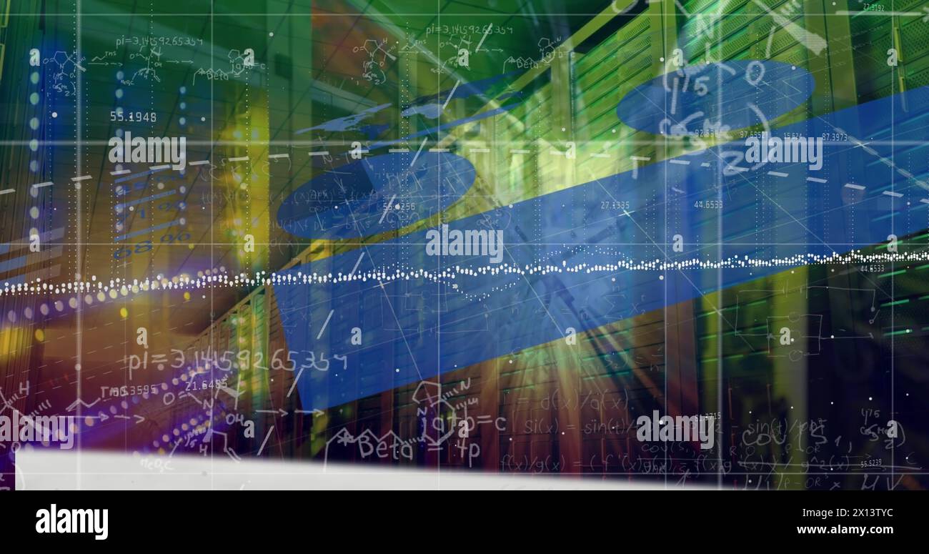 Image Of Statistical Data Processing And Light Spot Against Computer