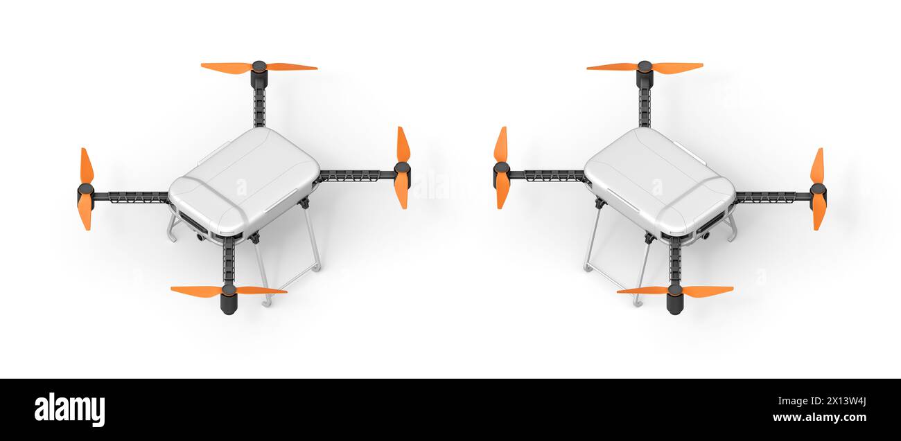 Twin drones from top on white background Stock Photo - Alamy