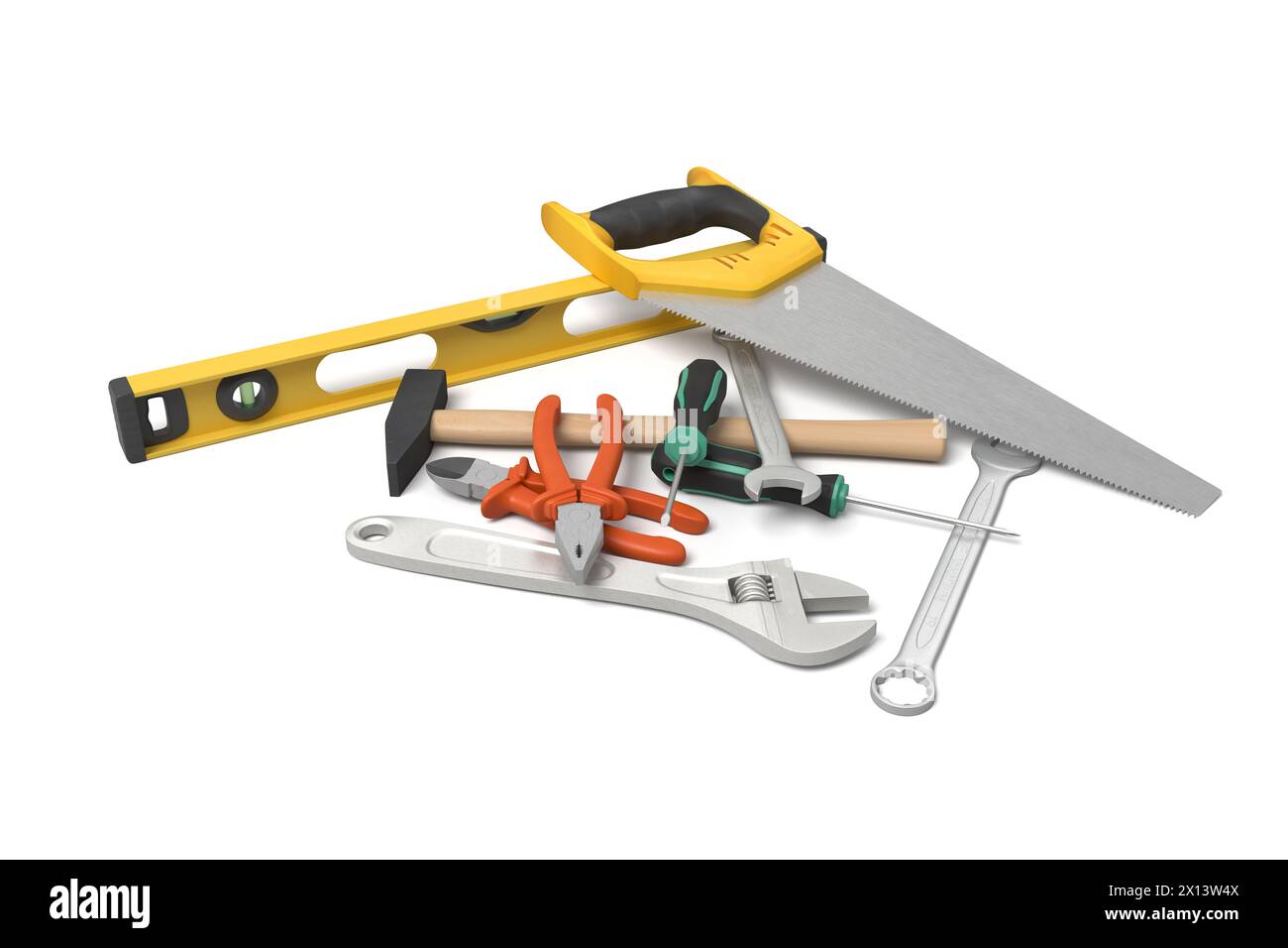 Tools laid out on white background Stock Photo - Alamy