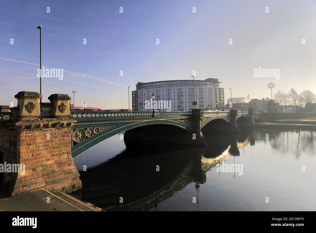 The river Trent and Trent Bridge, Nottingham city centre ...