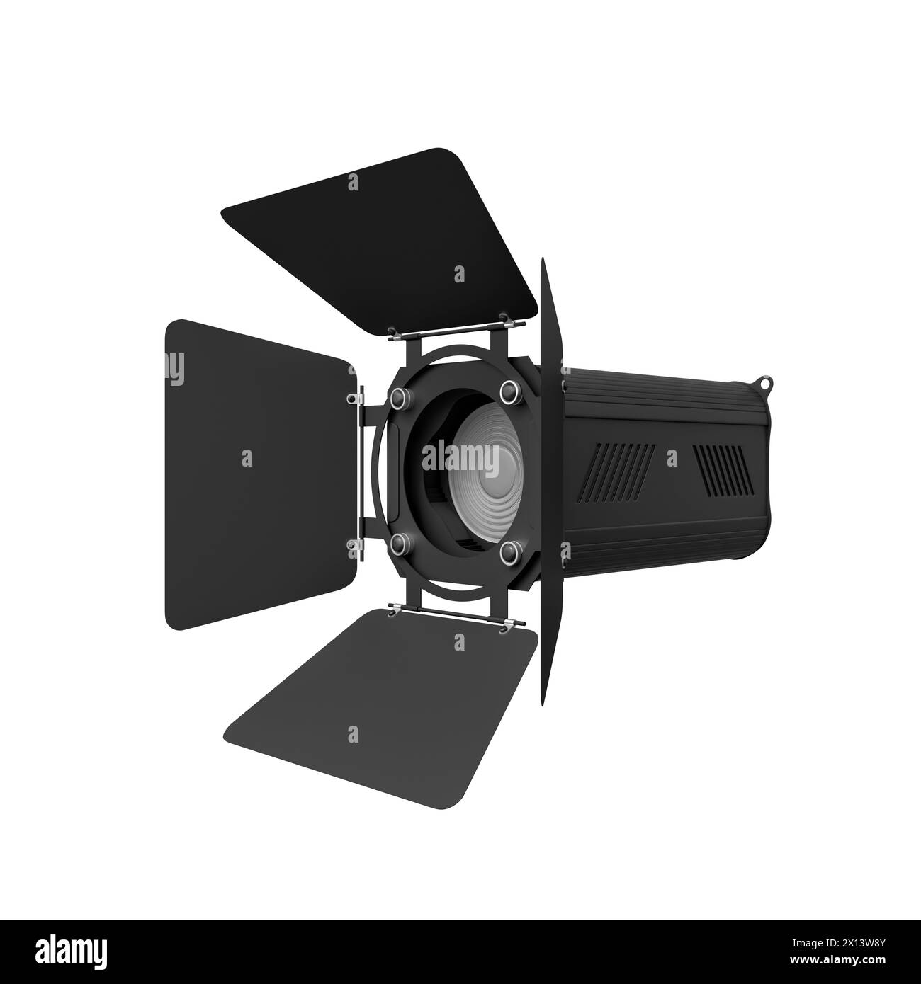 Studio spotlight with barn doors side view Stock Photo - Alamy