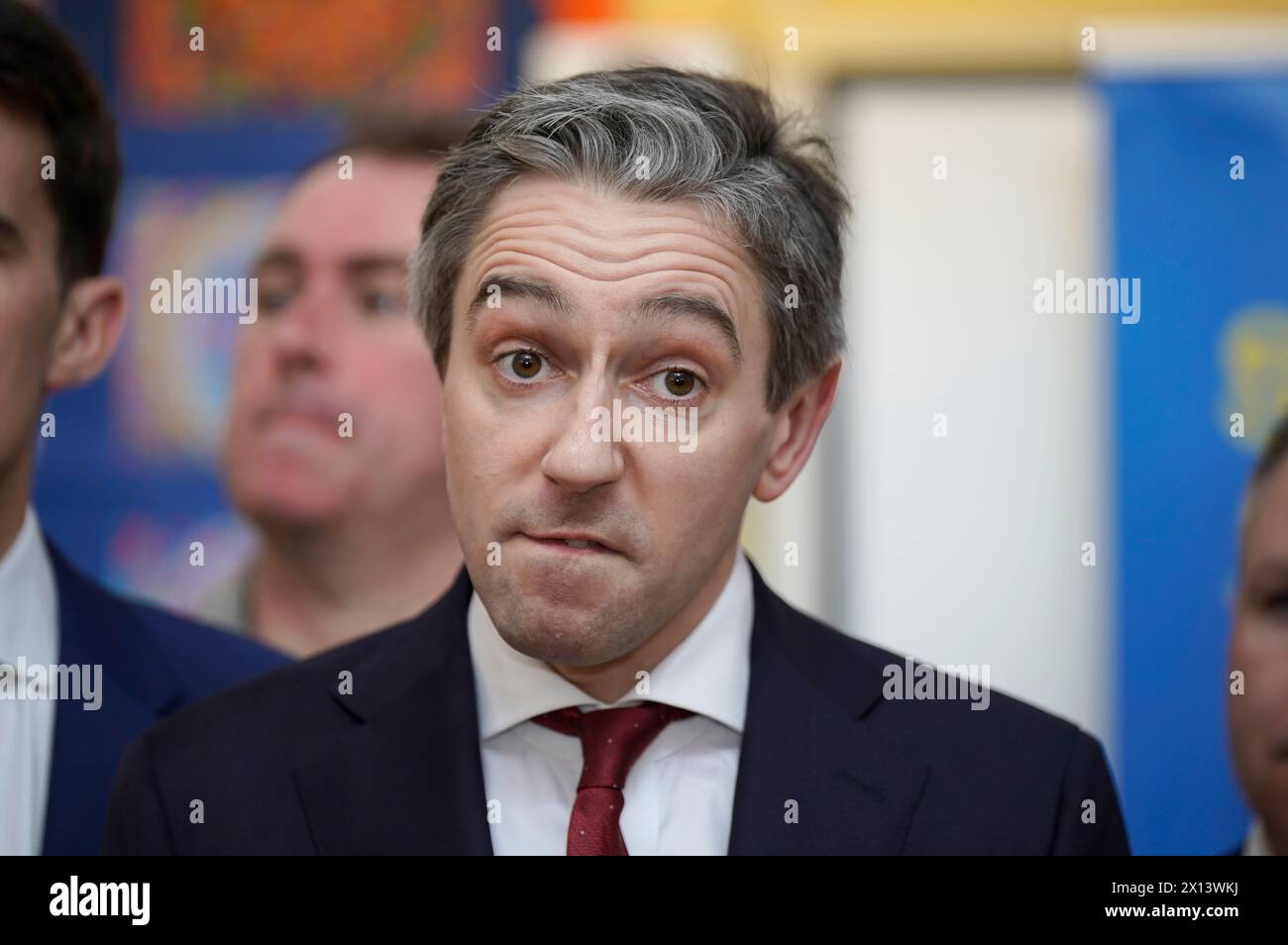 Taoiseach Simon Harris during the announcement at St Thomas' Junior ...