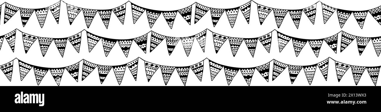 Vector hand drawn doodle garland seamless pattern Stock Vector Image ...