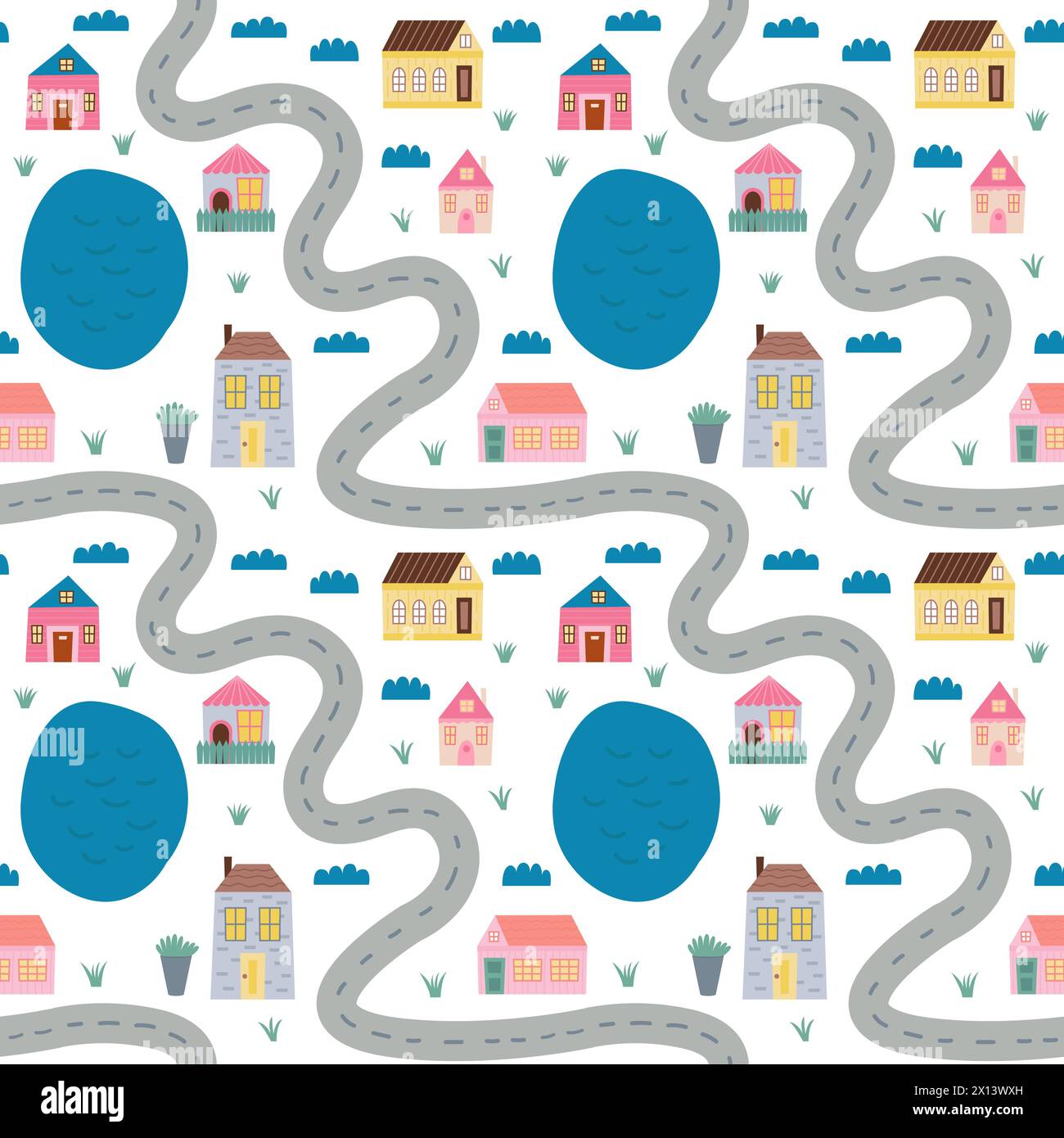 Flat road map seamless pattern Stock Vector Image & Art - Alamy