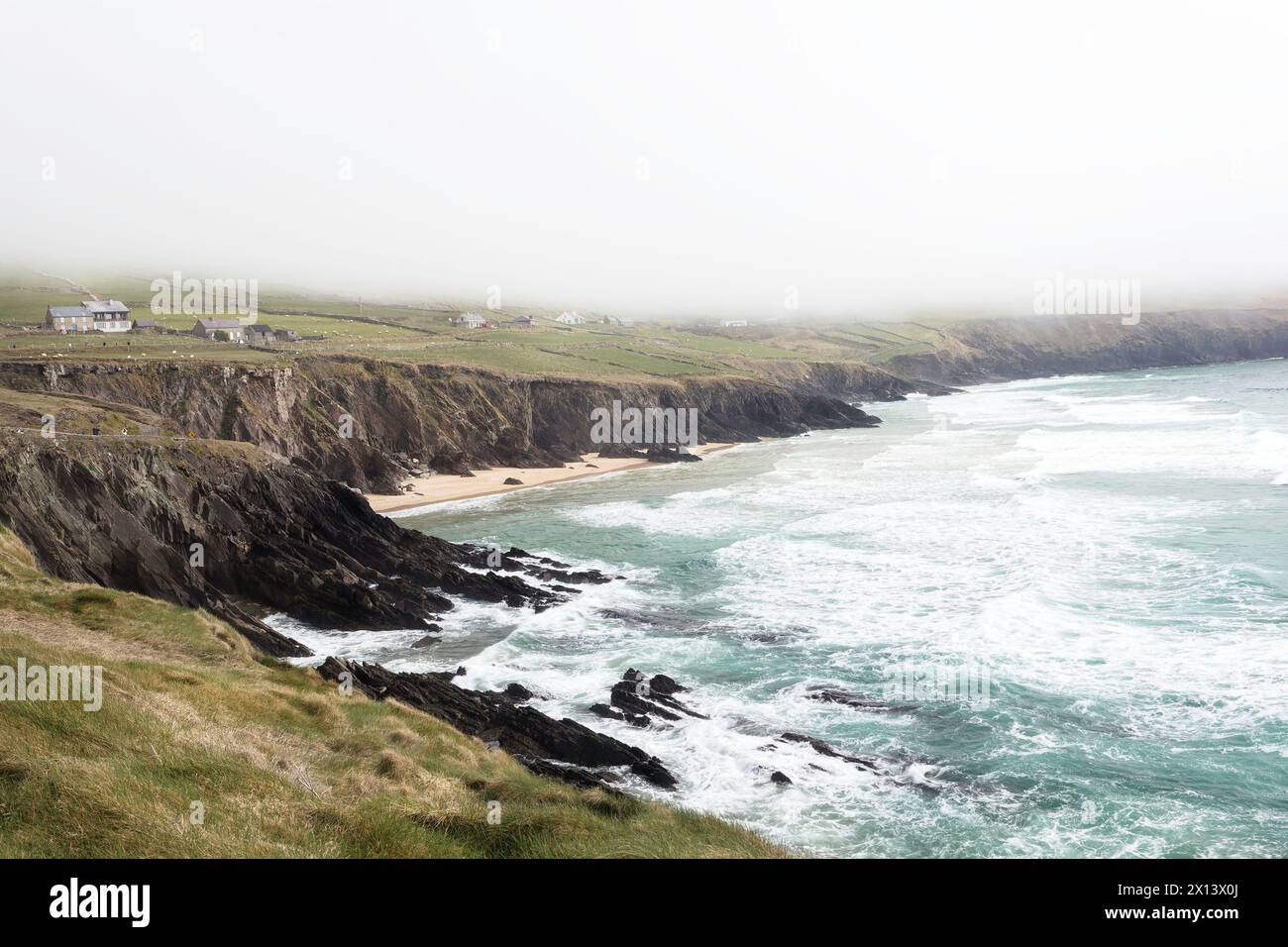 Ireland, Slea Head, looking towards Coumeenoole Beach, on the Dingle ...