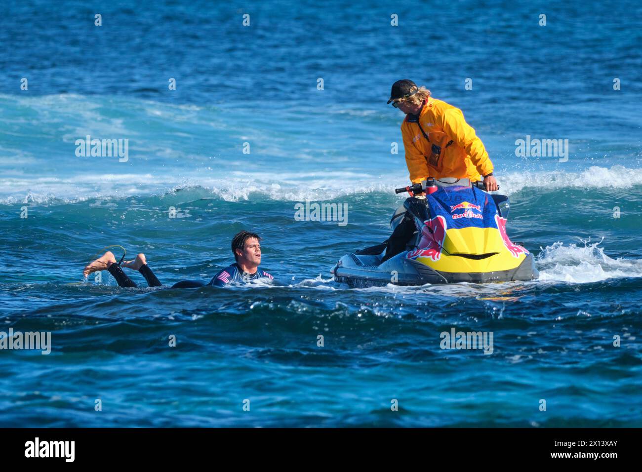 American professional surfer Kade Matson paddling towards a World Surf ...