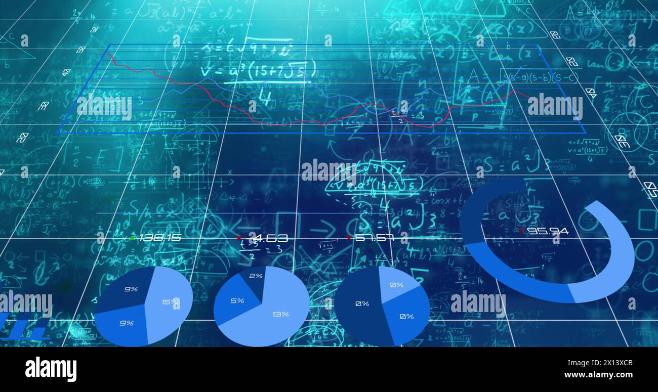 Image of data processing and shapes over digital lorry on blue ...