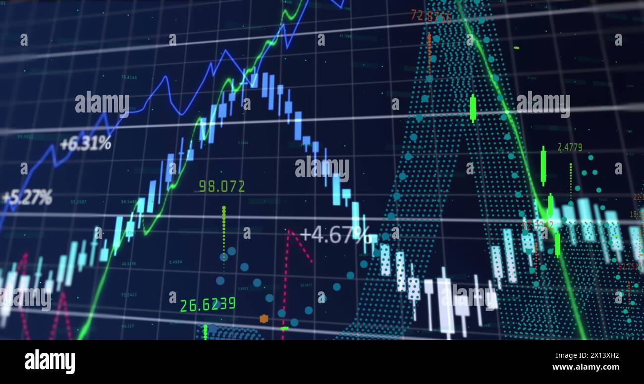 A series of graphs with increasing numbers is shown against an abstract ...