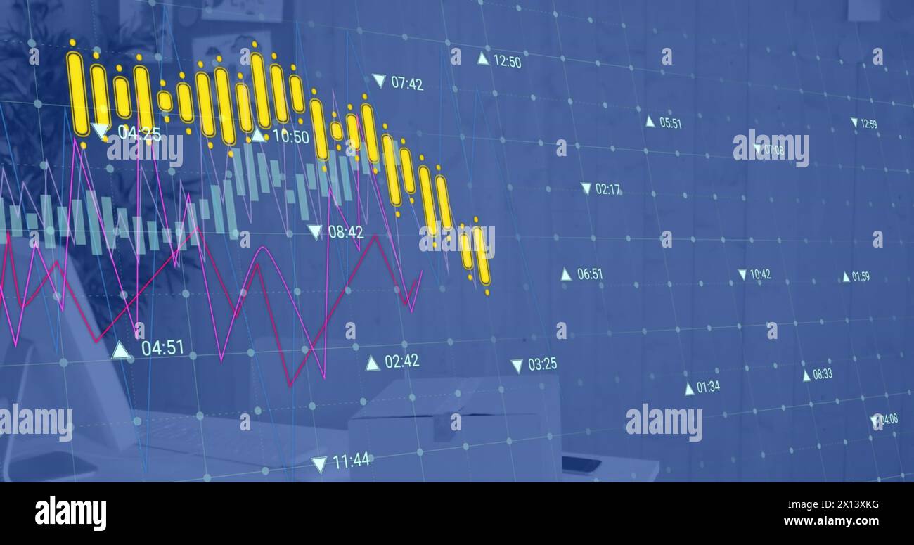 Image of financial data processing over office desk Stock Photo - Alamy