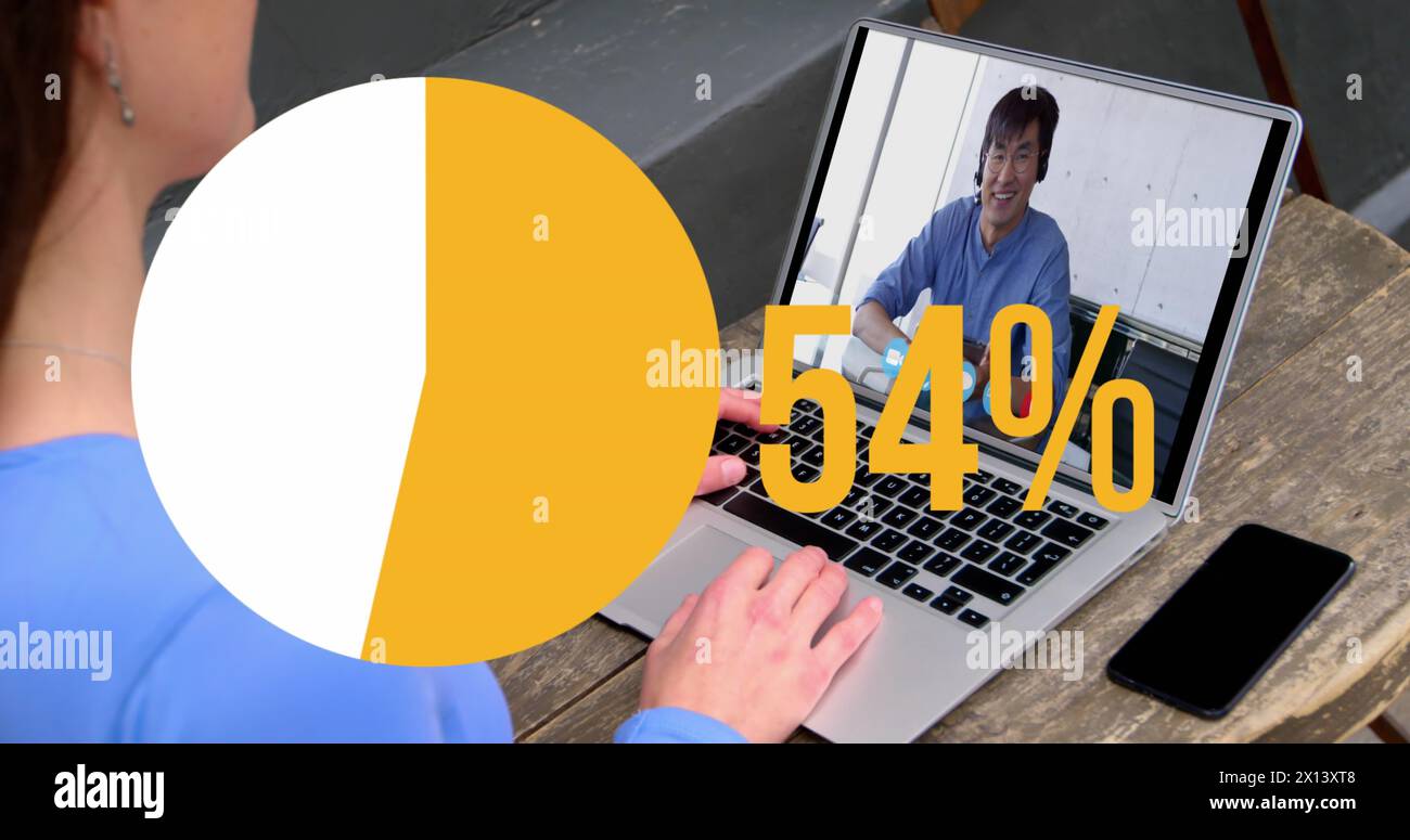 Image of pie graph filling up icon with increasing percentage over ...