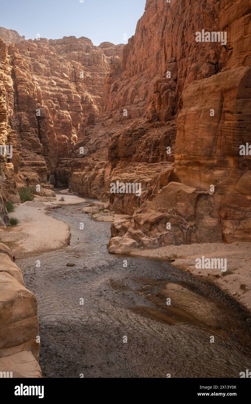 Vertical Scenery of Arnon Stream with Rocky Canyon in Jordan. Wonderful ...
