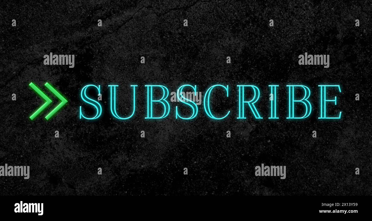 Digitally Animated of subscribe text flickering in blue with green ...