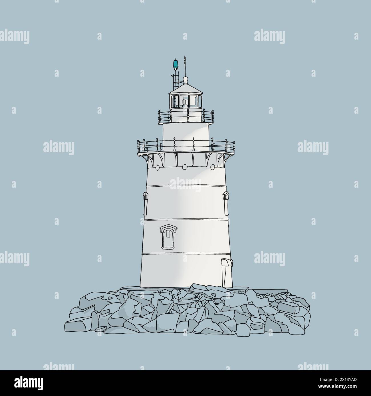 Illustration of a lighthouse on Long Island, USA Stock Photo - Alamy
