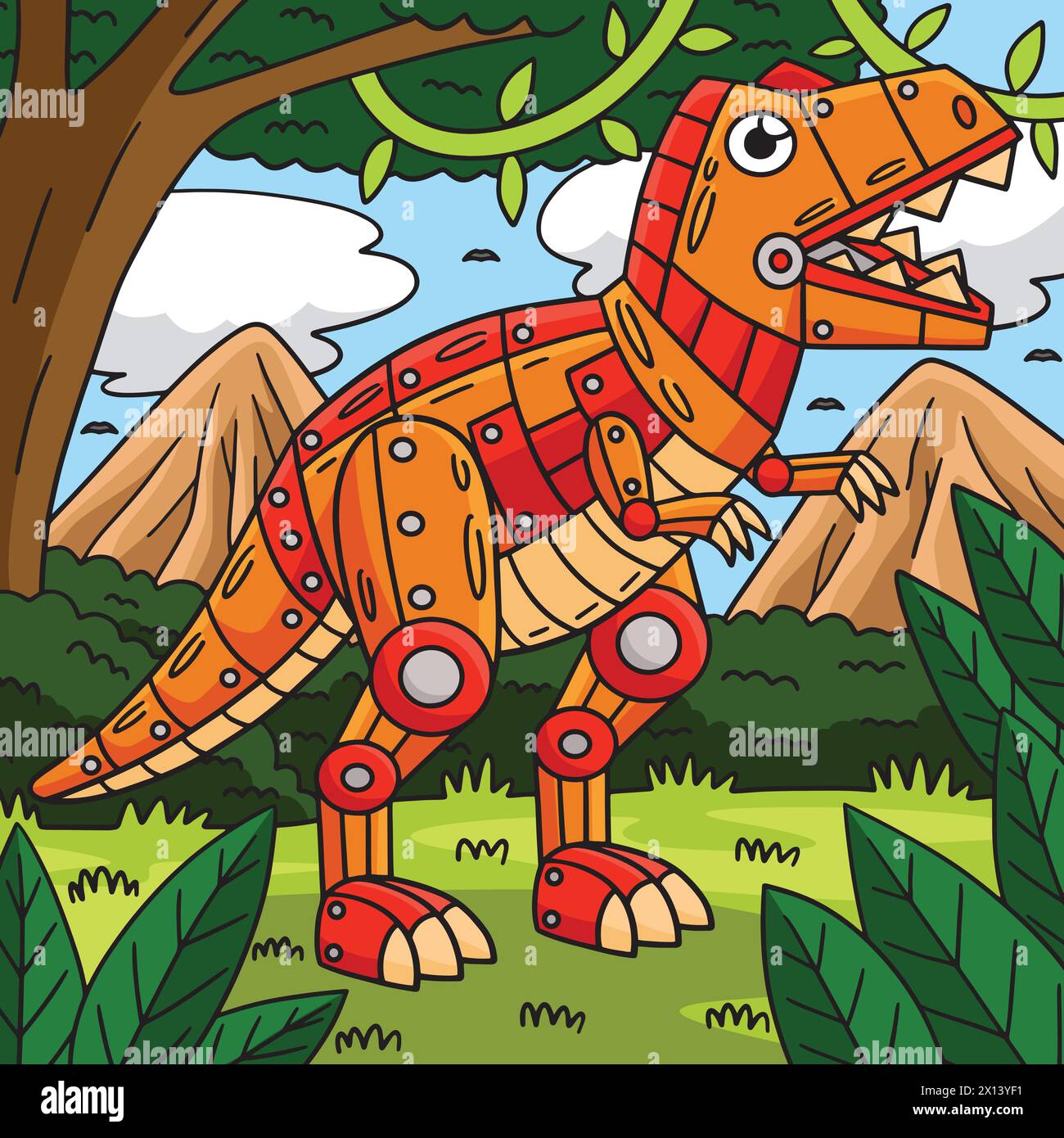 Robot T Rex Colored Cartoon Illustration Stock Vector Image & Art - Alamy