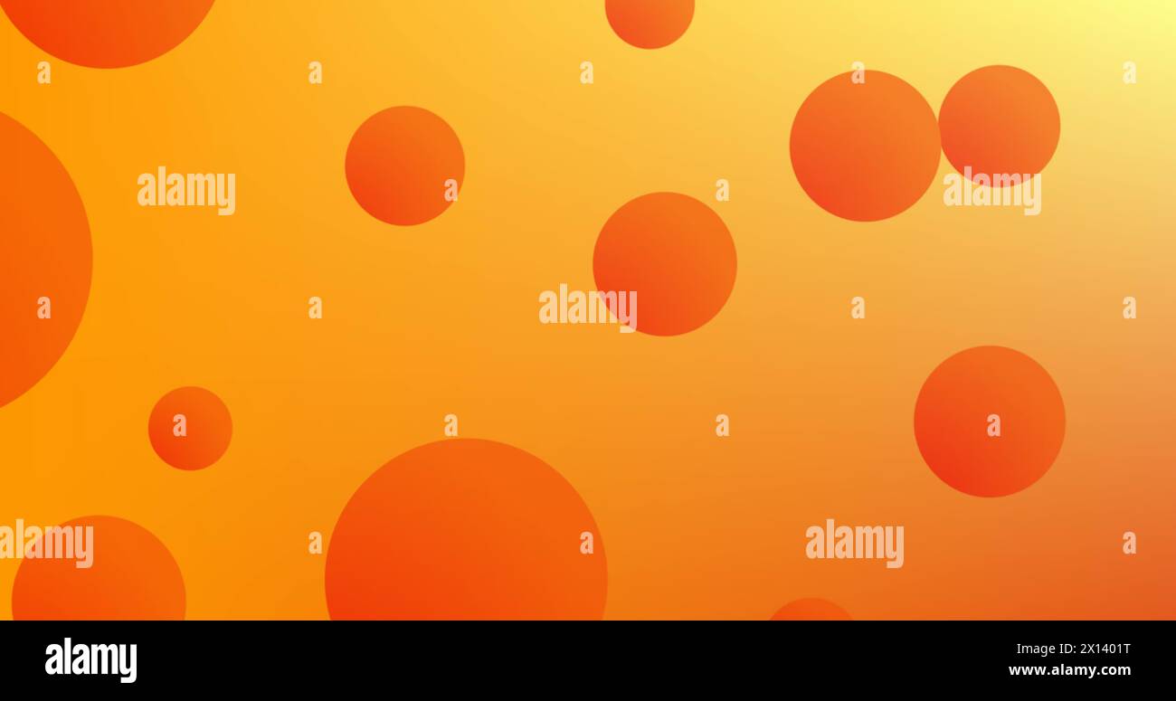 Image of floating orange spheres with moving white dots over orange ...