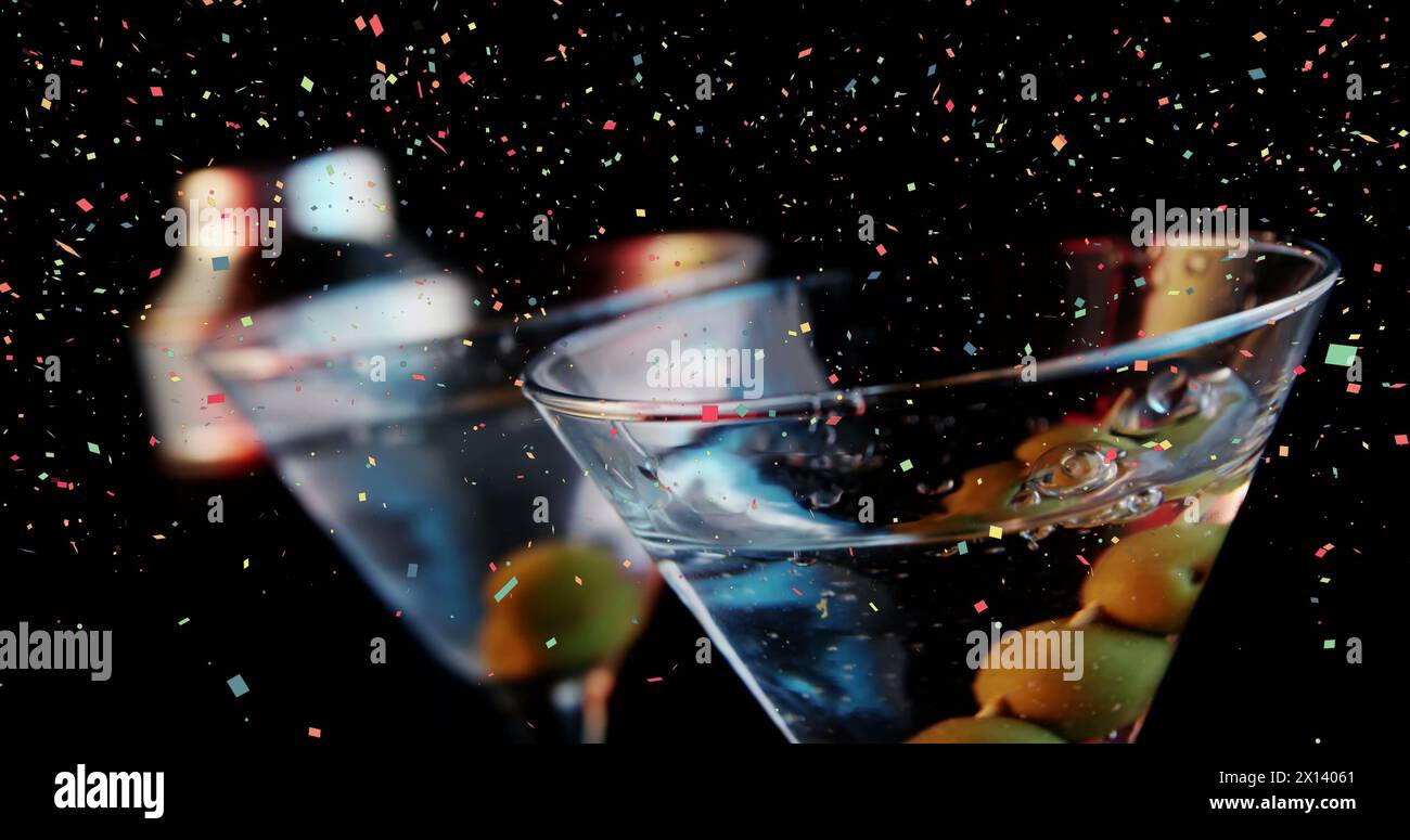 Animation confetti falling over people hi-res stock photography and ...