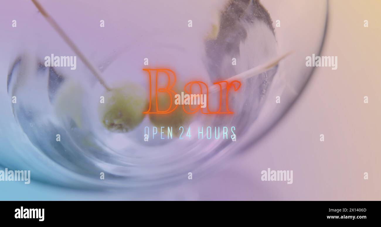 Image of bar text over cocktail Stock Photo - Alamy