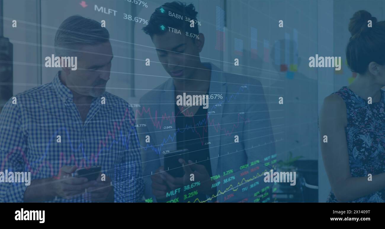 Data visualization animation over people hi-res stock photography and ...