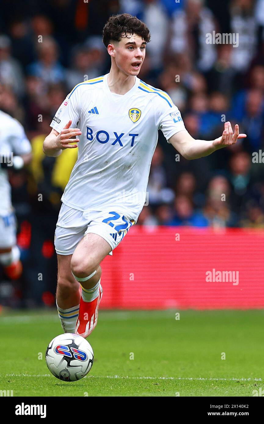 Leeds, UK. 13th Apr, 2024. Archie Gray of Leeds United during the Leeds ...