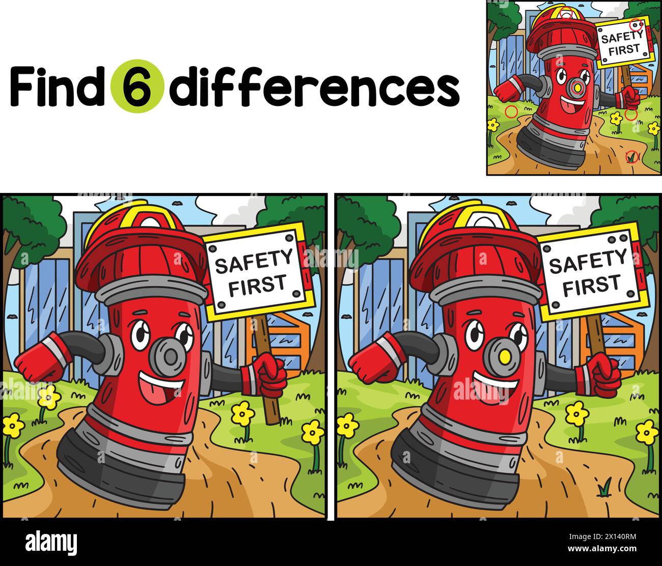 Firefighter Fire Hydrant Find The Differences Stock Vector Image & Art ...