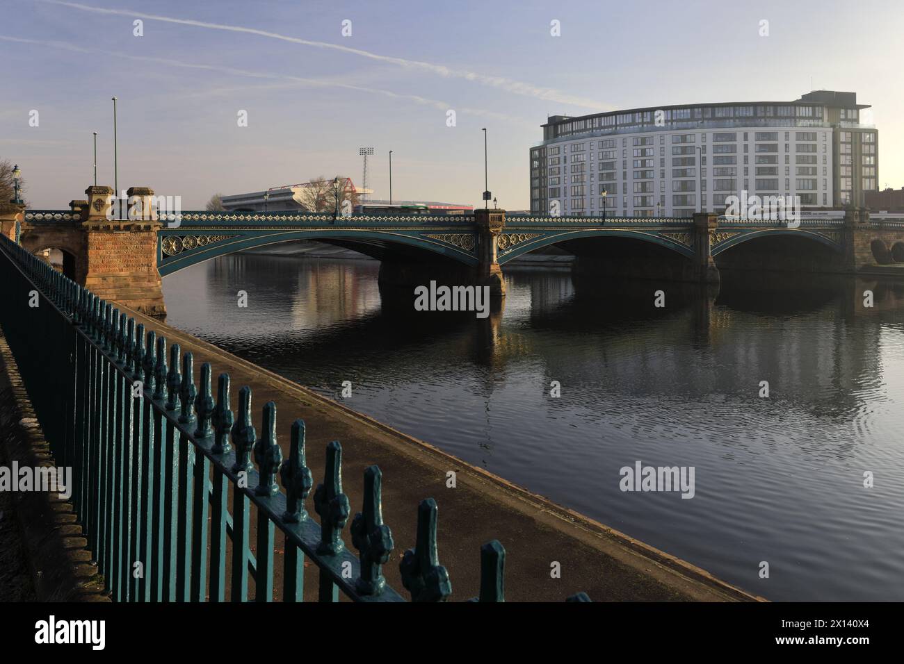 The river Trent and Trent Bridge, Nottingham city centre ...