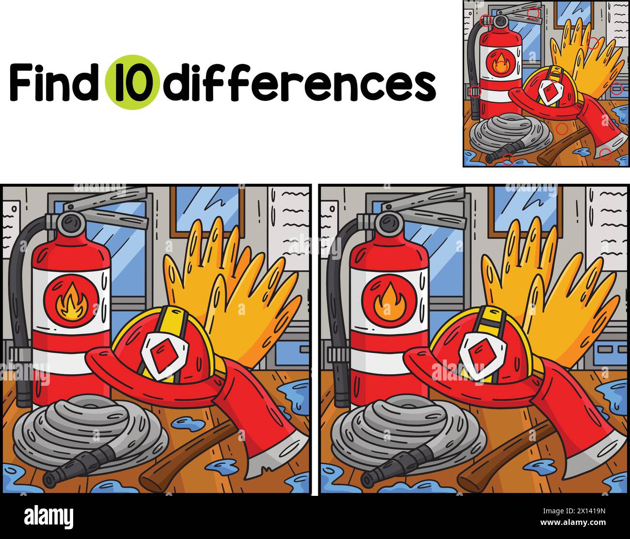 Firefighting Tools Find The Differences Stock Vector Image & Art - Alamy