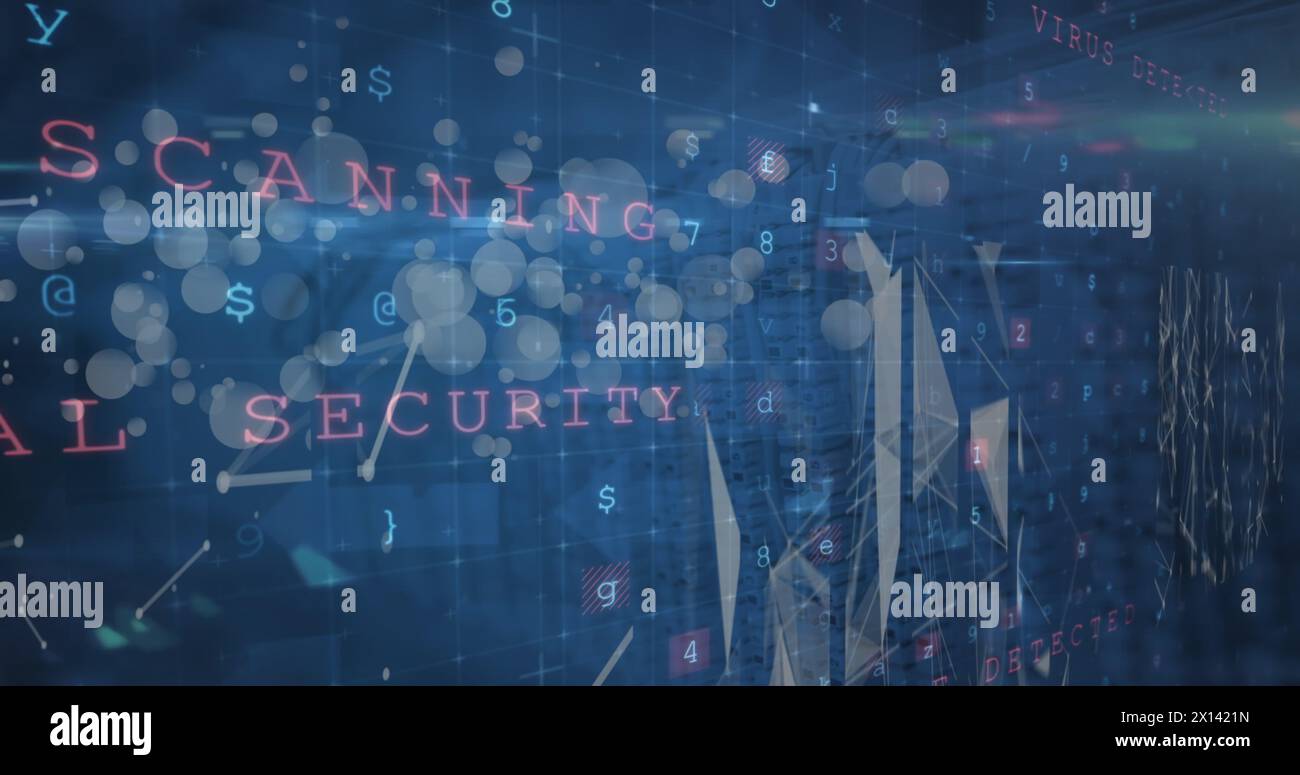 Image of cyber security over scanning and data processing on digital ...