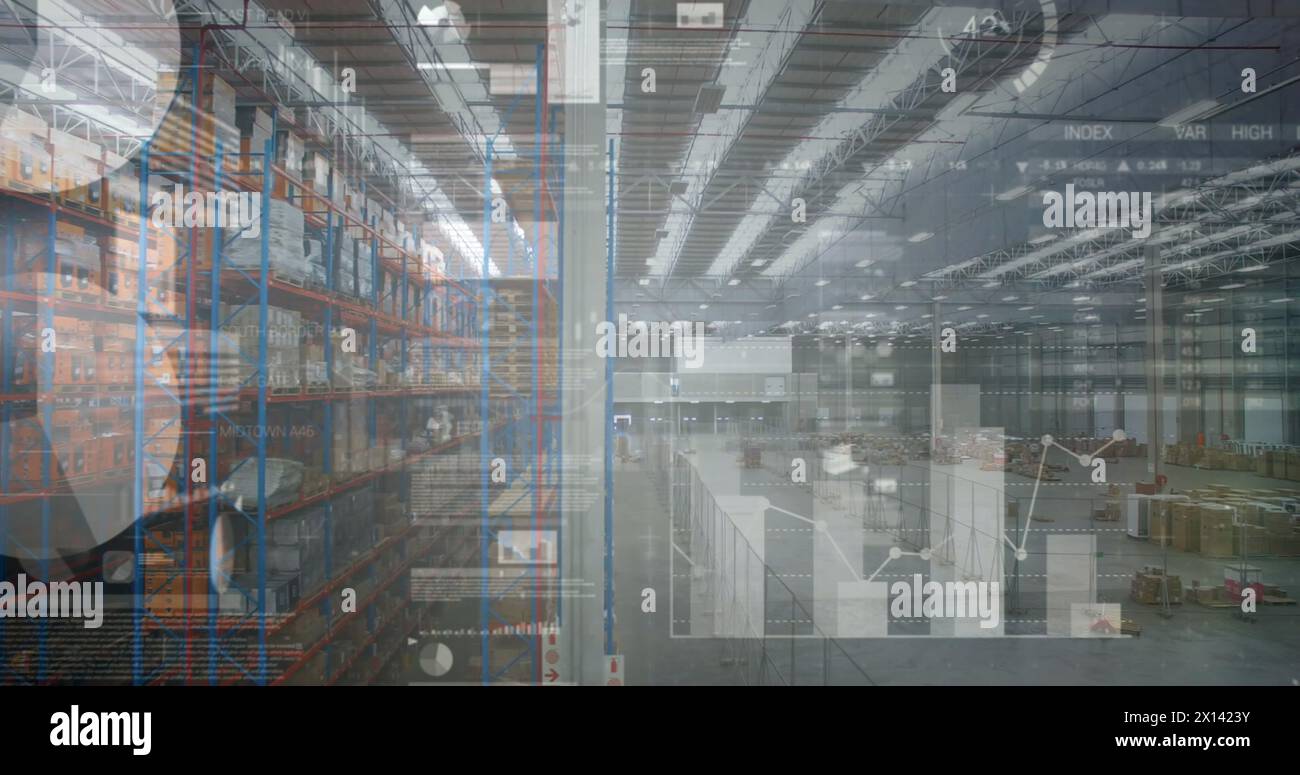 Animation graphs over warehouse business hi-res stock photography and ...