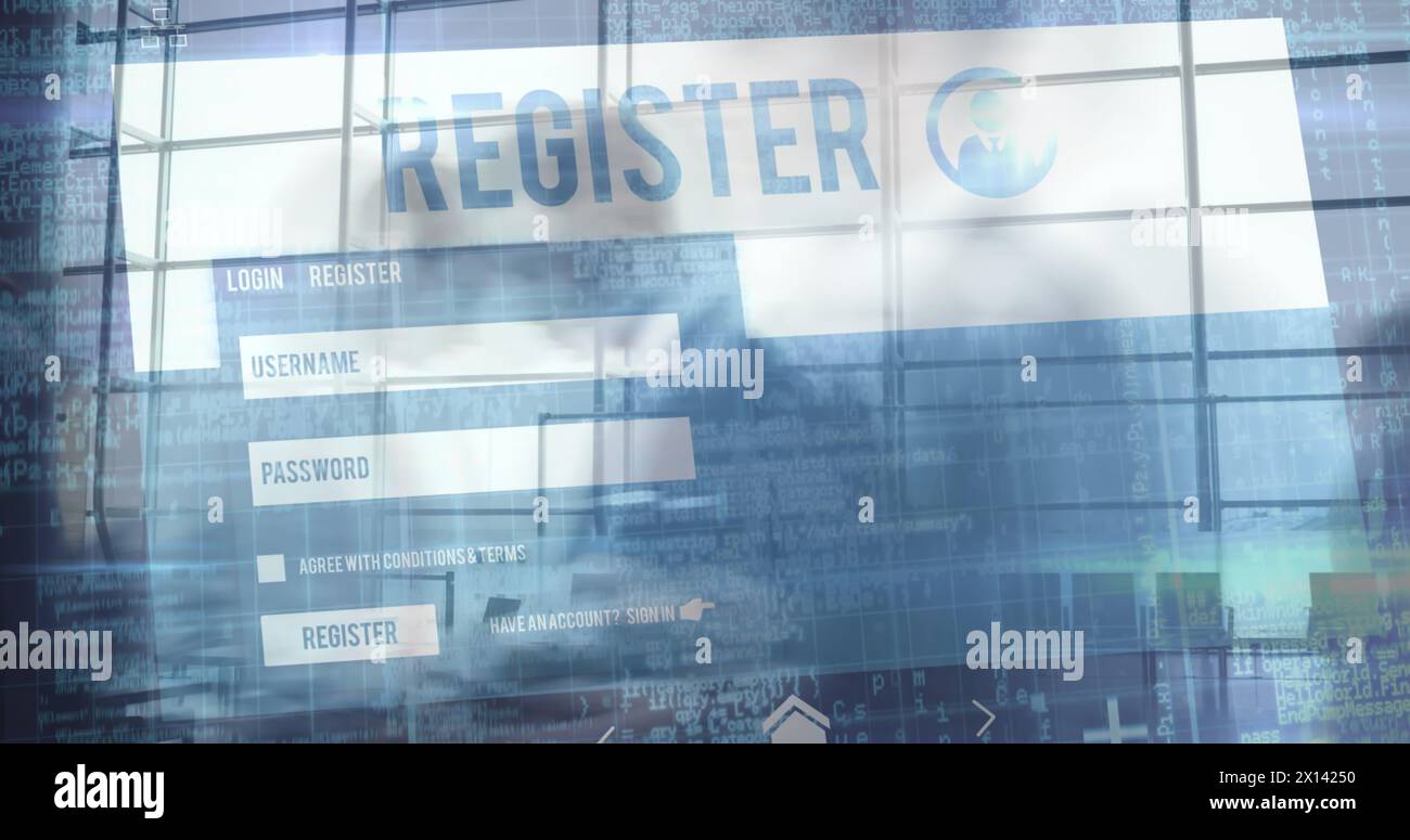 Image of register form over timelapse with walking people Stock Photo ...