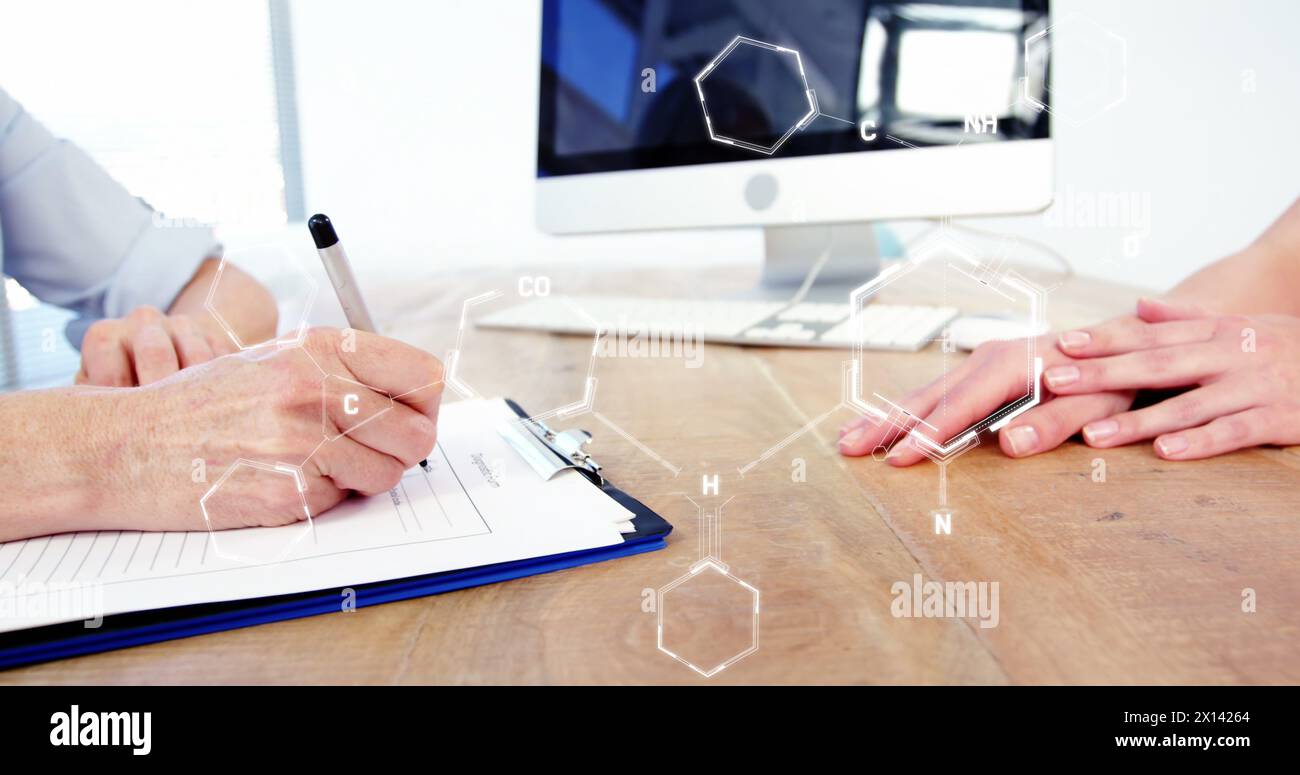 Digital interface with data processing against mid section of person ...