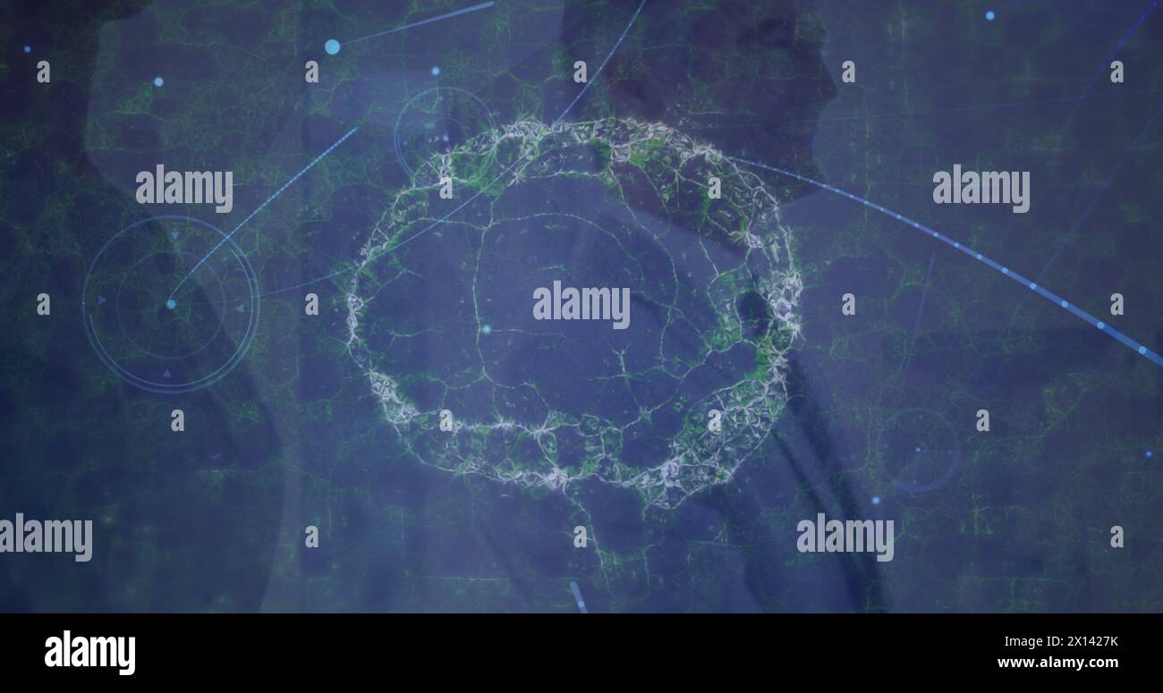 Network connections over spinning human hi-res stock photography and ...
