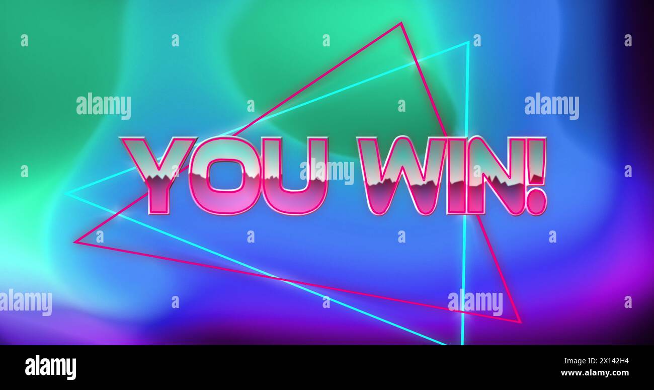 Image of you win text over shapes Stock Photo - Alamy