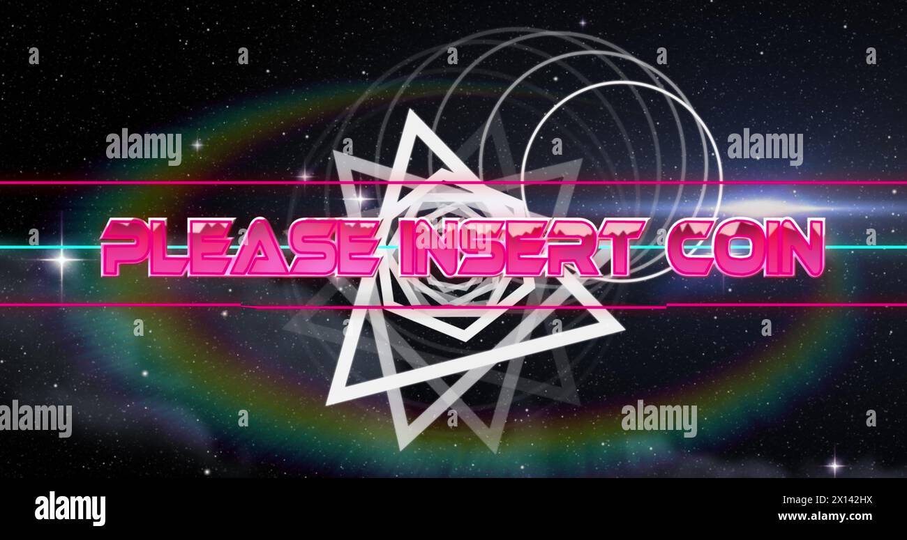 Image of please insert coin text over white shapes Stock Photo - Alamy