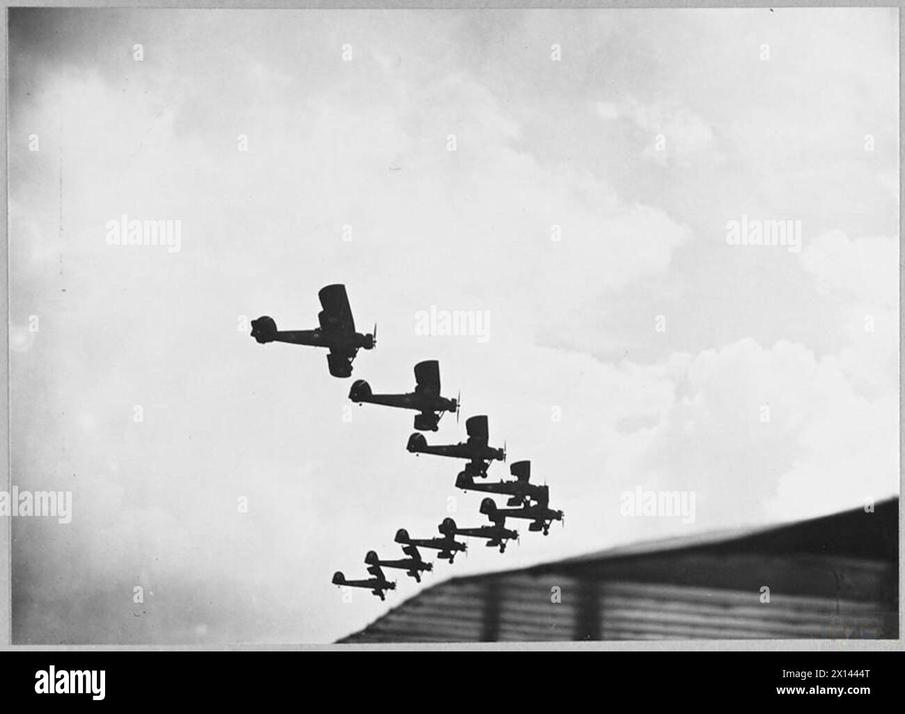 The Fairey Swordfish aircraft is shown flying in 'V' formation as part ...