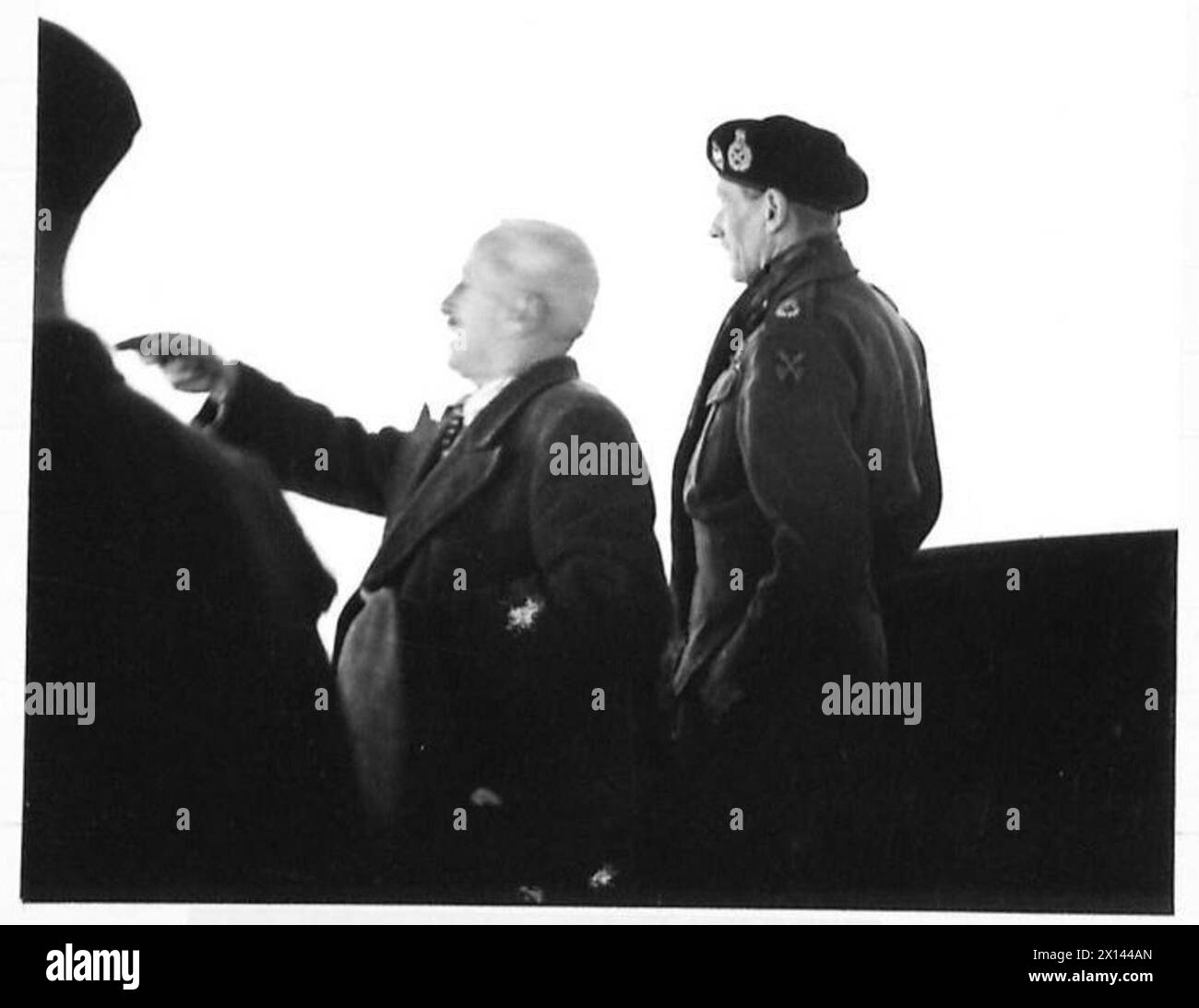 Field-Marshal Montgomery visits Waterloo Battlefield, guided by an ...