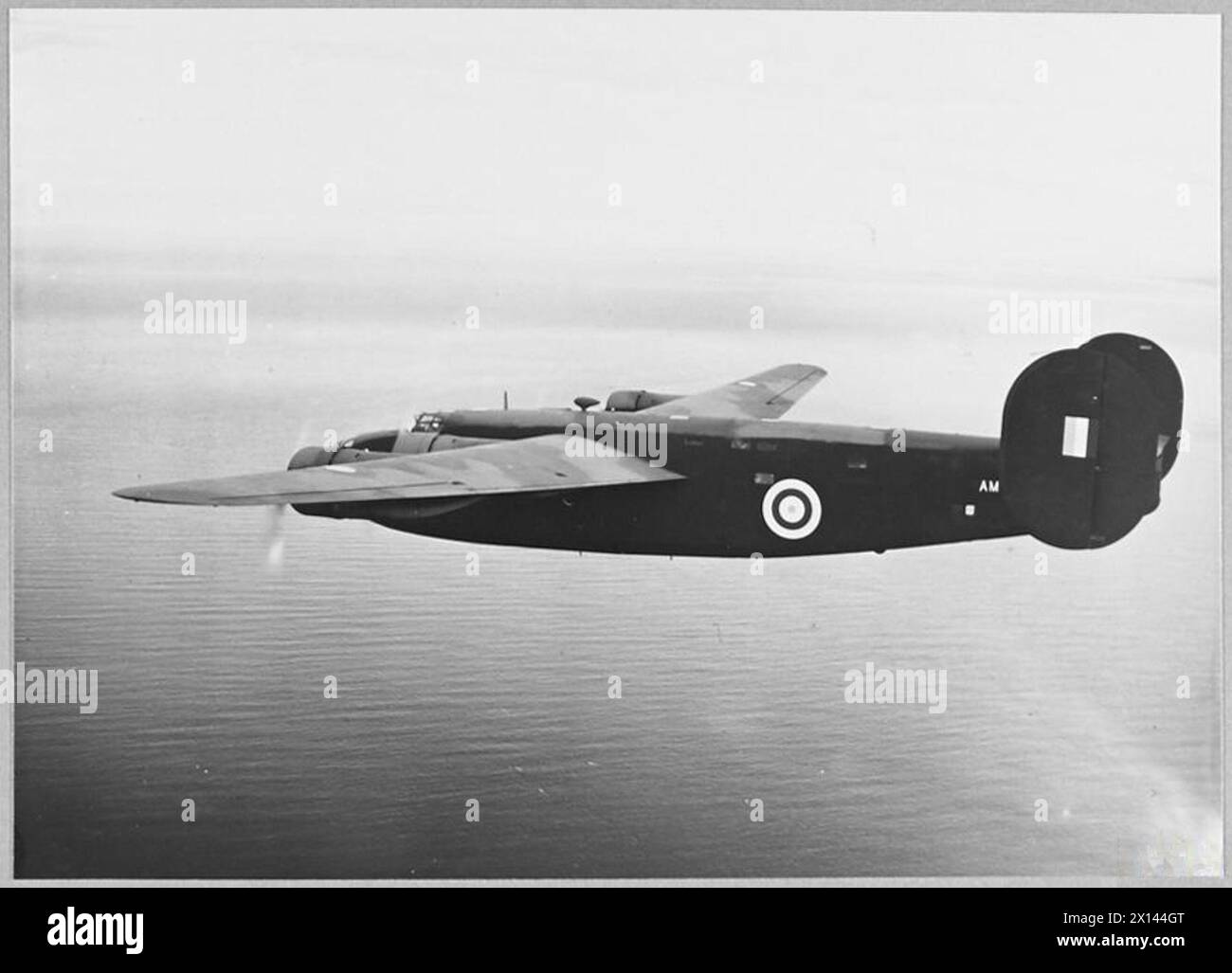 Photograph of a U.S. Liberator Mark I bomber in flight with the Royal ...