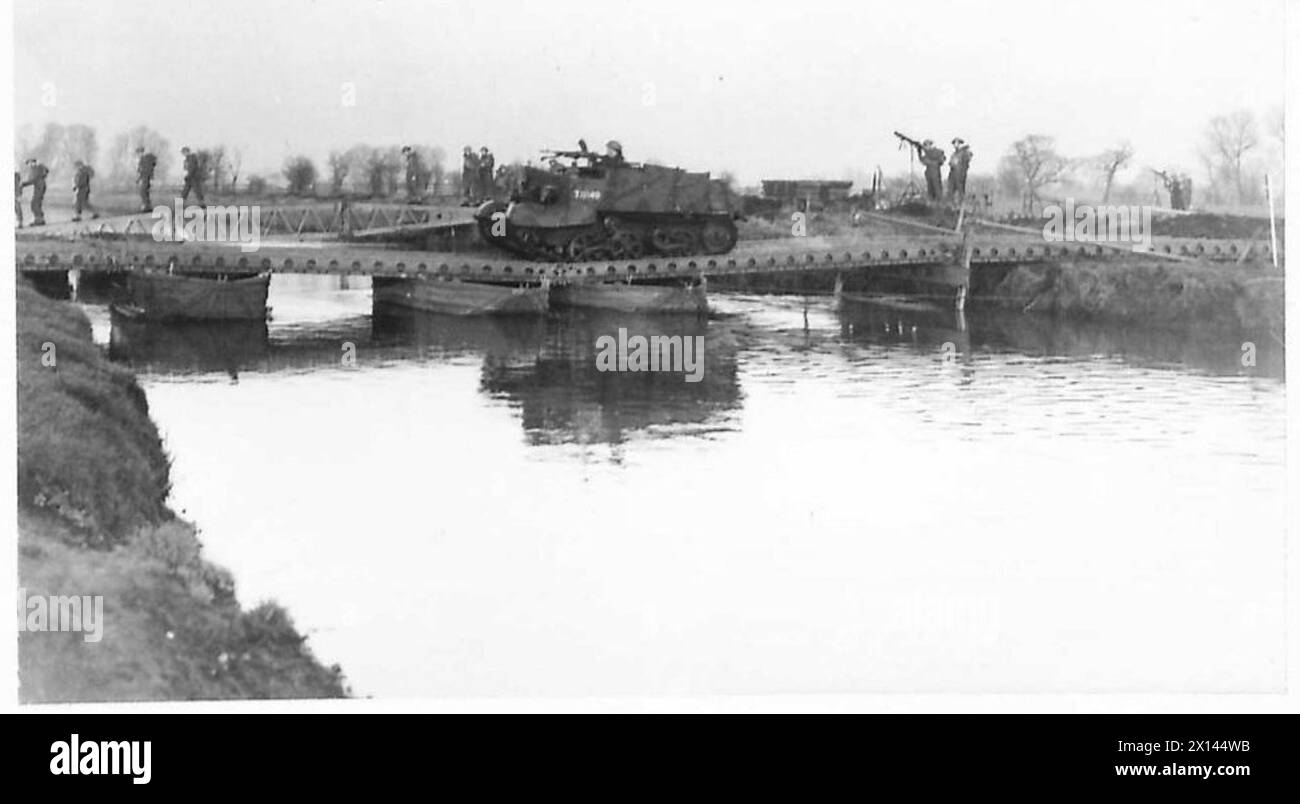 BRIDGING DEMONSTRATION - A Bren carrier crossing the newly-constructed ...