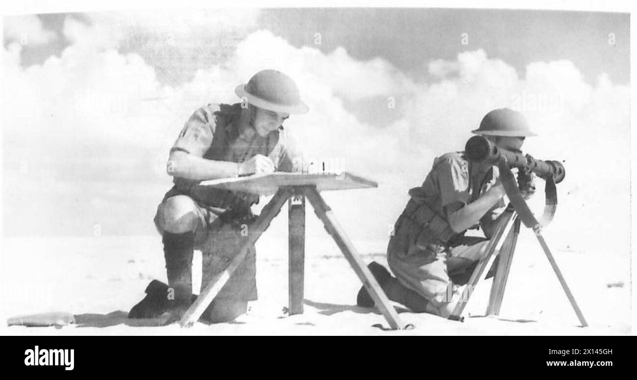 A Free French survey unit working in the desert during operations Stock ...