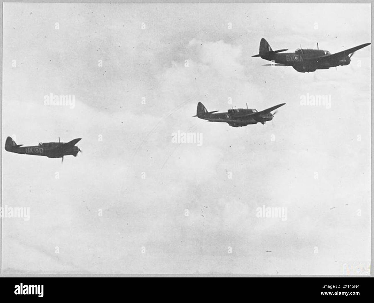 A section of Beaufort torpedo bombers from RAF Coastal Command conducts ...