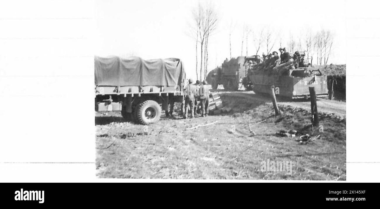 CROSSING THE RHINE - Infantry on "sledge" en route to the beaches ...