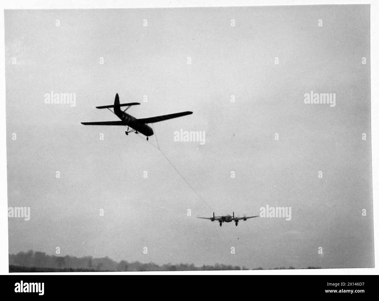 A Horsa glider takes off during a British Army operation conducted by ...